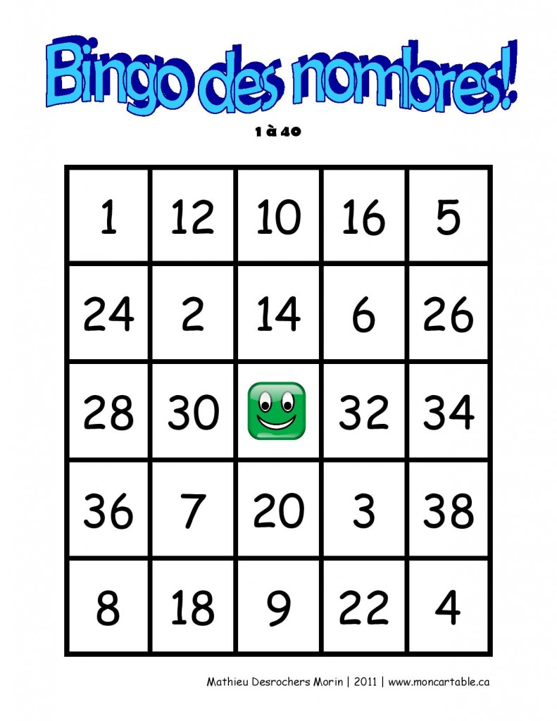 Bingo des nombres – Rapido-Présco
