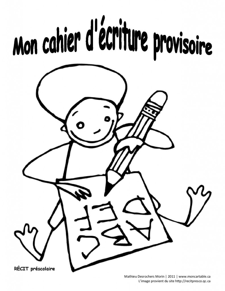 Page couverture du cahier d’écriture provisoire – Rapido-Présco